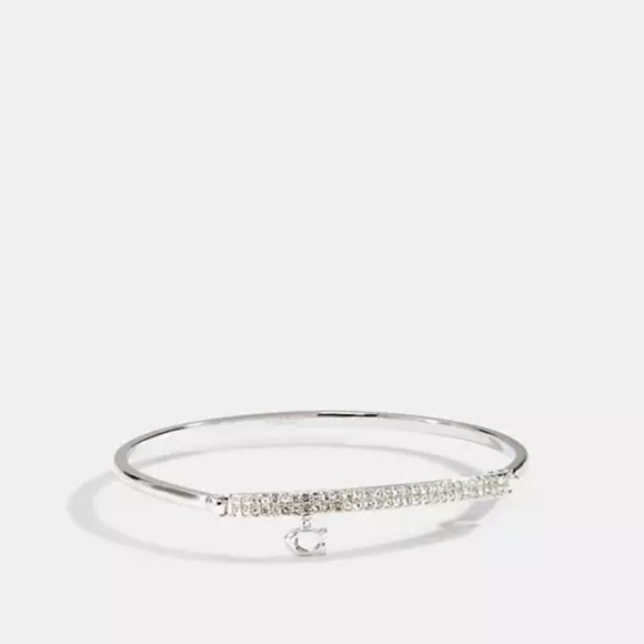 Coach | Jewelry | Nwt Coach Designer Clear Silver Pav Bar C Charm ...